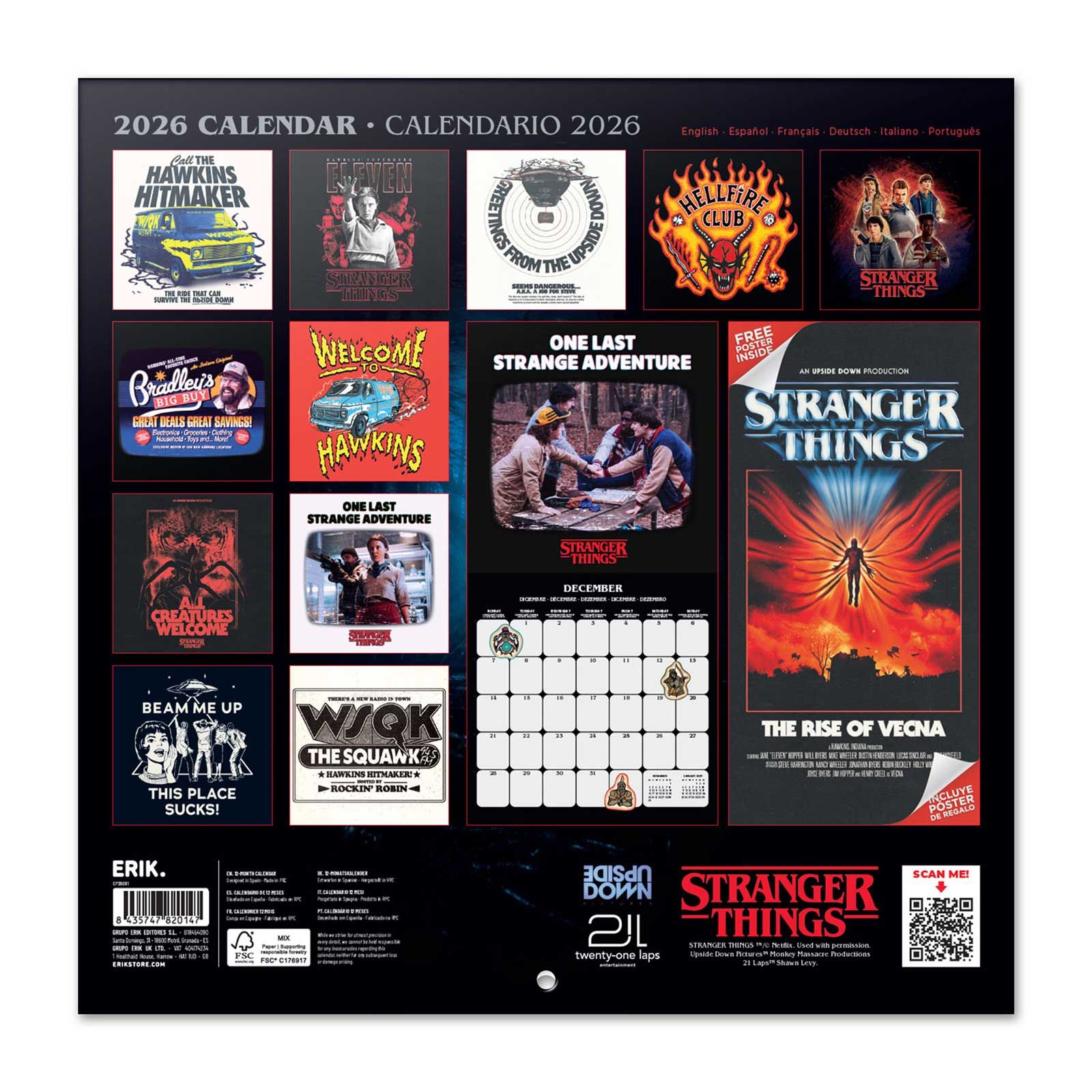 Stranger Things 5 Wall Calendar 2026